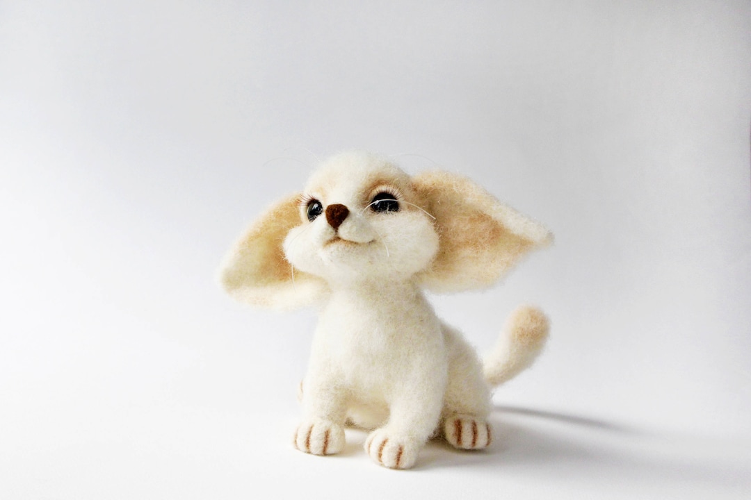 Felted Fennec Fox Figurine, Needle Felted Animal Sculpture, Wool Felt ...