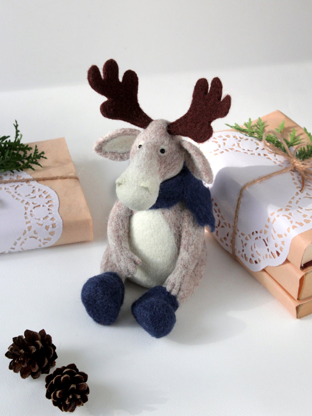 Needle Felted Wool Moose: Norwegian Christmas Decoration - Etsy
