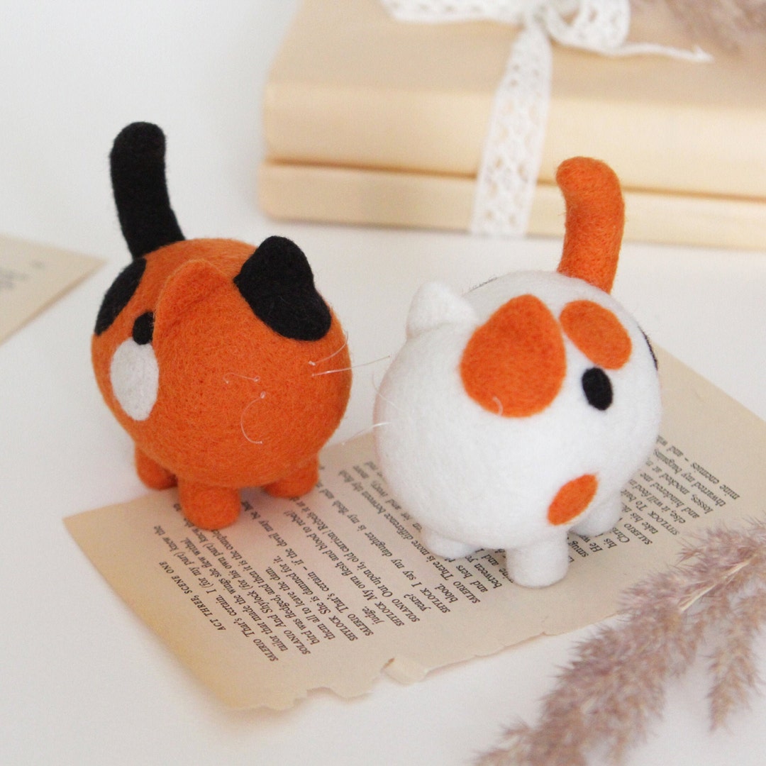 Two Cute Spotted Cats, Calico Cat, Needle Felted Animal, Cat Lover Gift ...