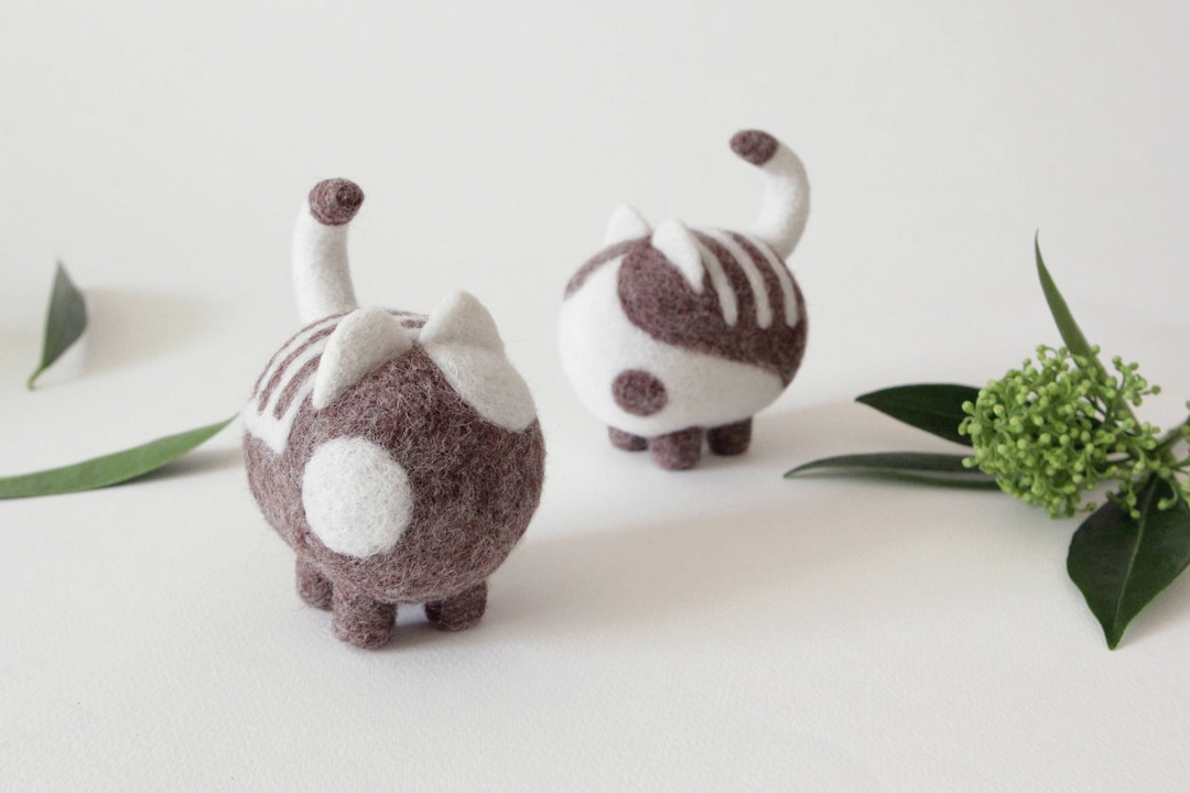 Miniature Cats Sculpture, Cute Desk Accessories, Woolen Kitty, Mini Pet ...