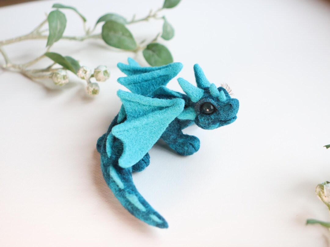 Needle Felted Turquoise Dragon Figurine, Cute Fantasy Creature ...