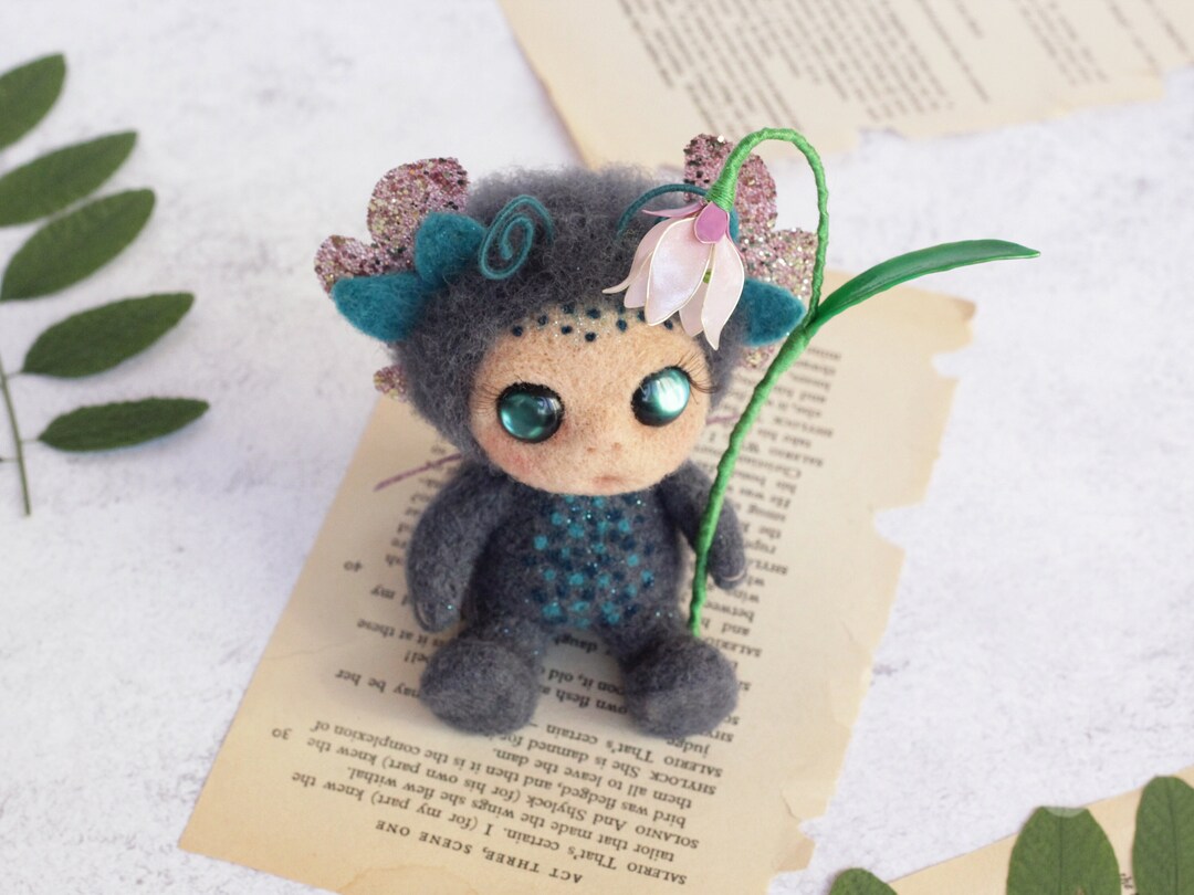 Needle Felted Moth, Moth Figurine, Cute Moth Figurine, Ooak Fantasy ...