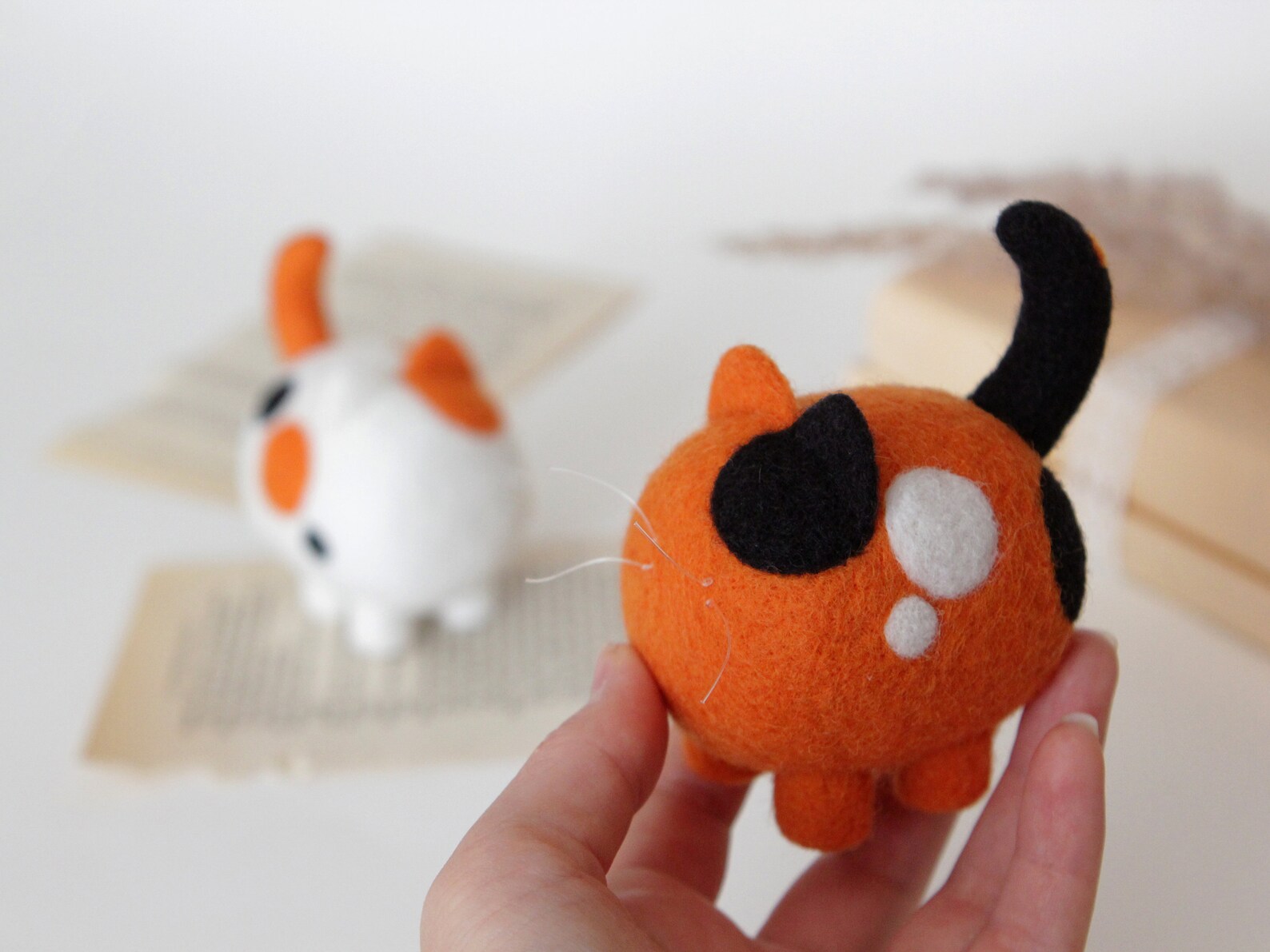 Two Cute Spotted Cats Calico Cat Needle Felted Animal Cat | Etsy