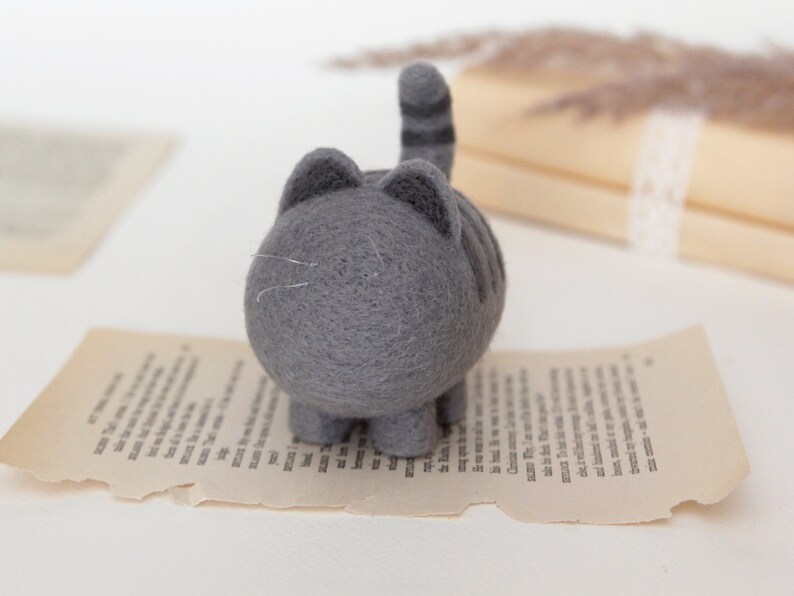 One Tabby Gray Cat With Dark Gray Stripes Needle Felted | Etsy