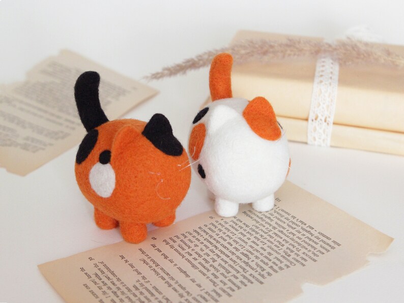 Two Cute Spotted Cats Calico Cat Needle Felted Animal Cat | Etsy