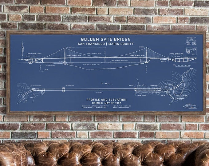 Golden Gate Bridge Blueprint : Vintage San Francisco Golden Gate Bridge ...
