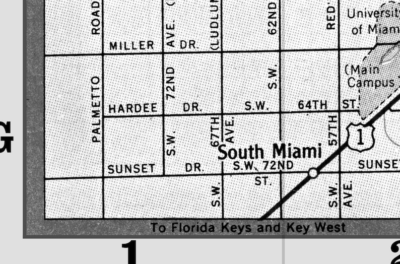 Map of Miami Vintage 1900s Miami Map Artwork Lithographic - Etsy