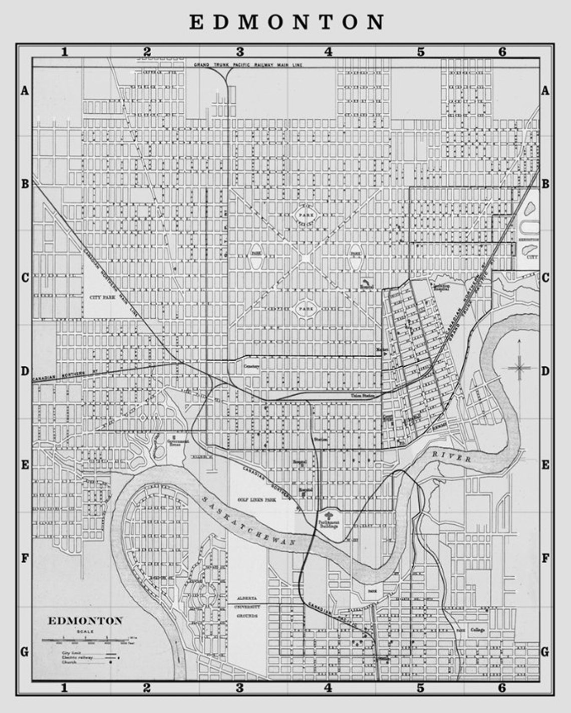 Vintage Edmonton Alberta Map Print: Circa 1900s Canada - Etsy