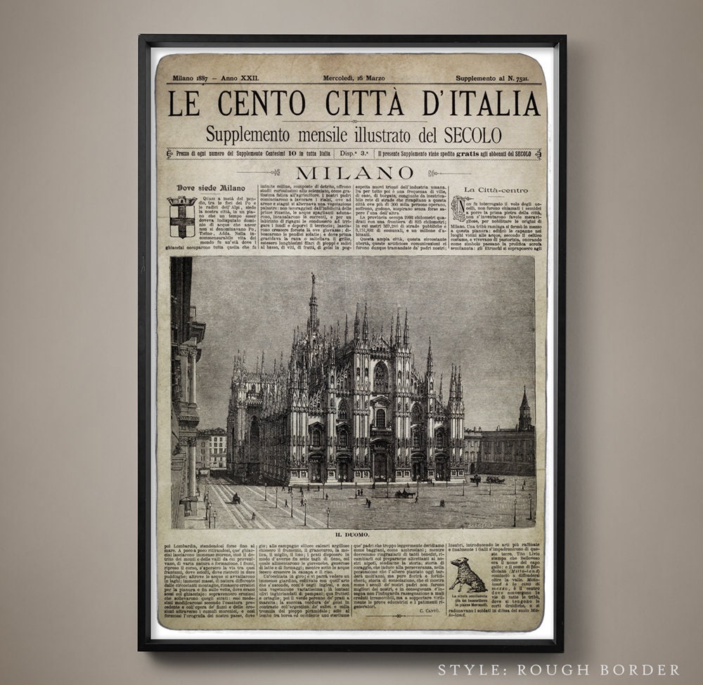 Vintage Italian Newspaper, Milan Full Cover, Circa 1887 Old Italian ...