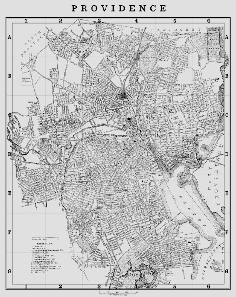 MAP of PROVIDENCE: Vintage Providence Rhode Island USA - Etsy