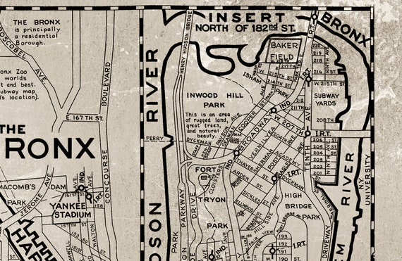Wall Hangings New York Wall Art Circa 1955 New York Map Print NYC ...