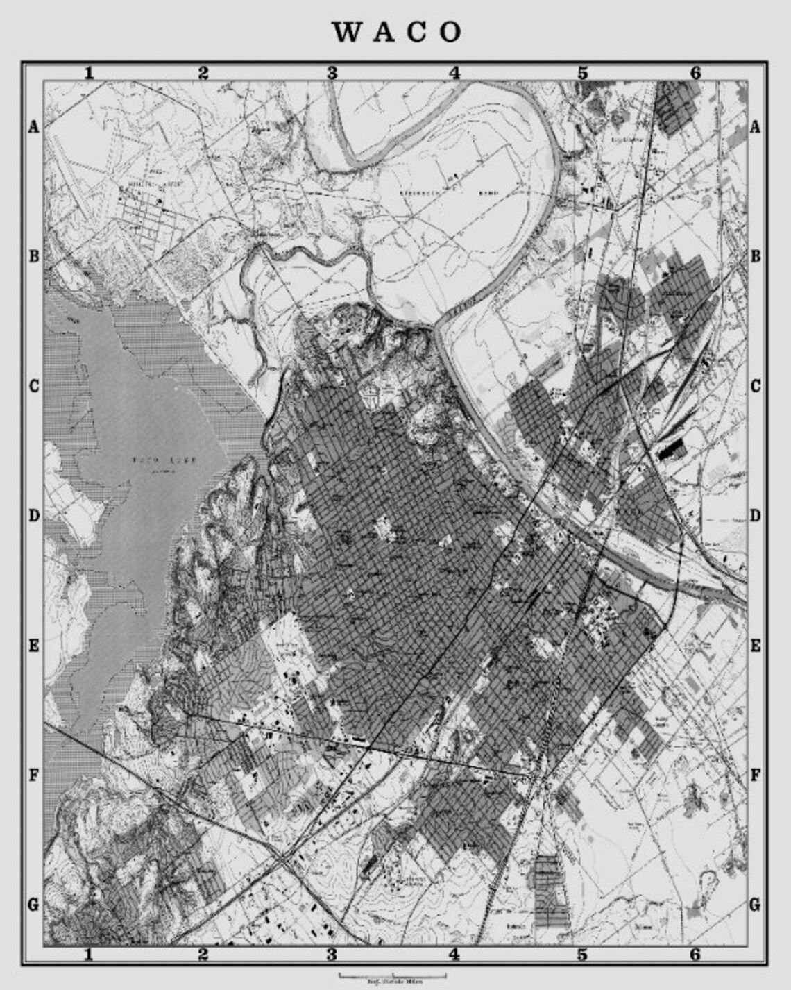 Waco Texas Street Map of Waco Vintage Artwork Style | Etsy
