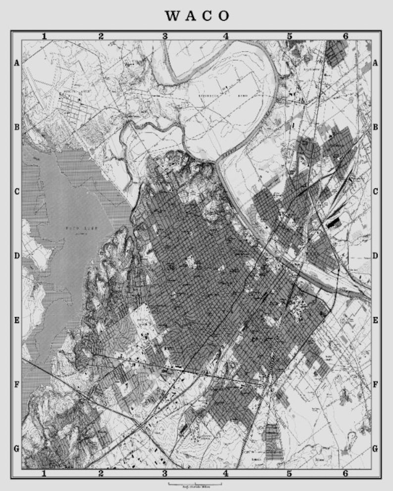 Waco Texas Street Map of Waco Vintage Artwork Style - Etsy