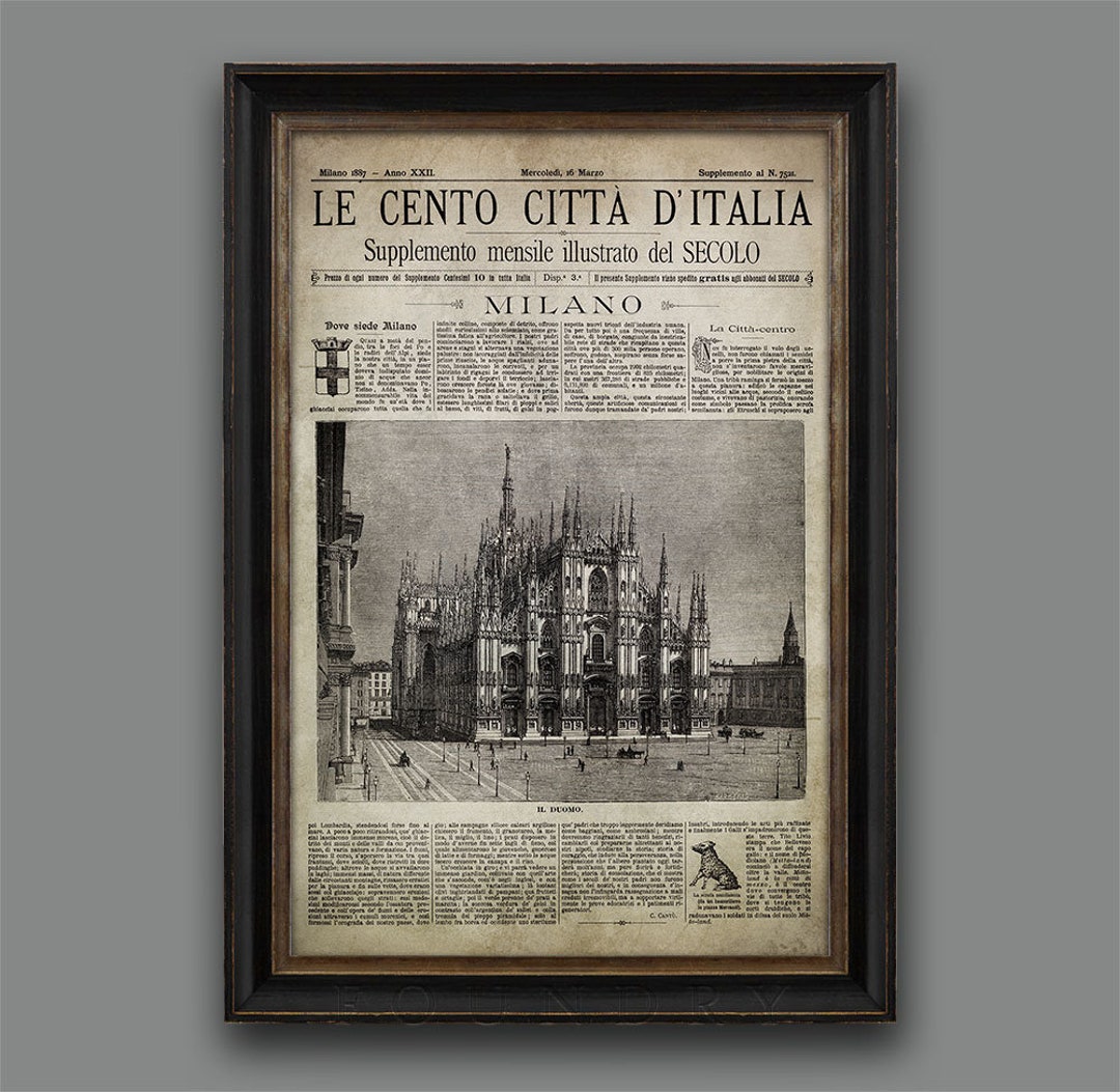 Vintage Italian Newspaper, Milan Full Cover, Circa 1887 Old Italian ...