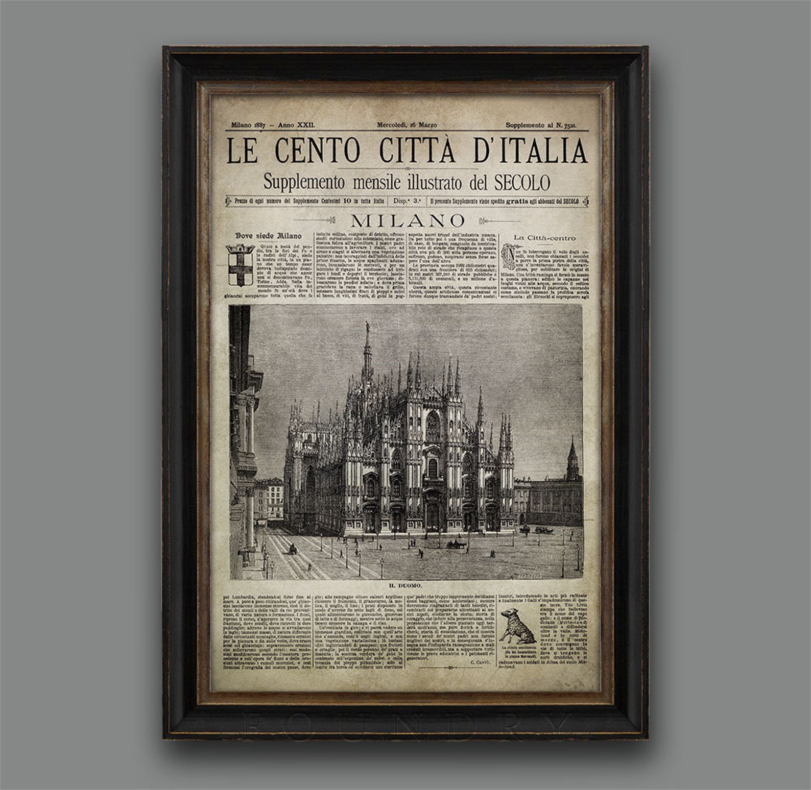 Vintage Italian Newspaper Milan Full Cover Circa 1887 Old - Etsy