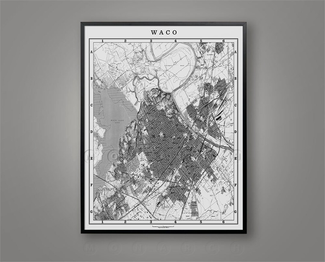 Waco Texas - Street Map of Waco - Vintage Artwork Style - Mclennan ...