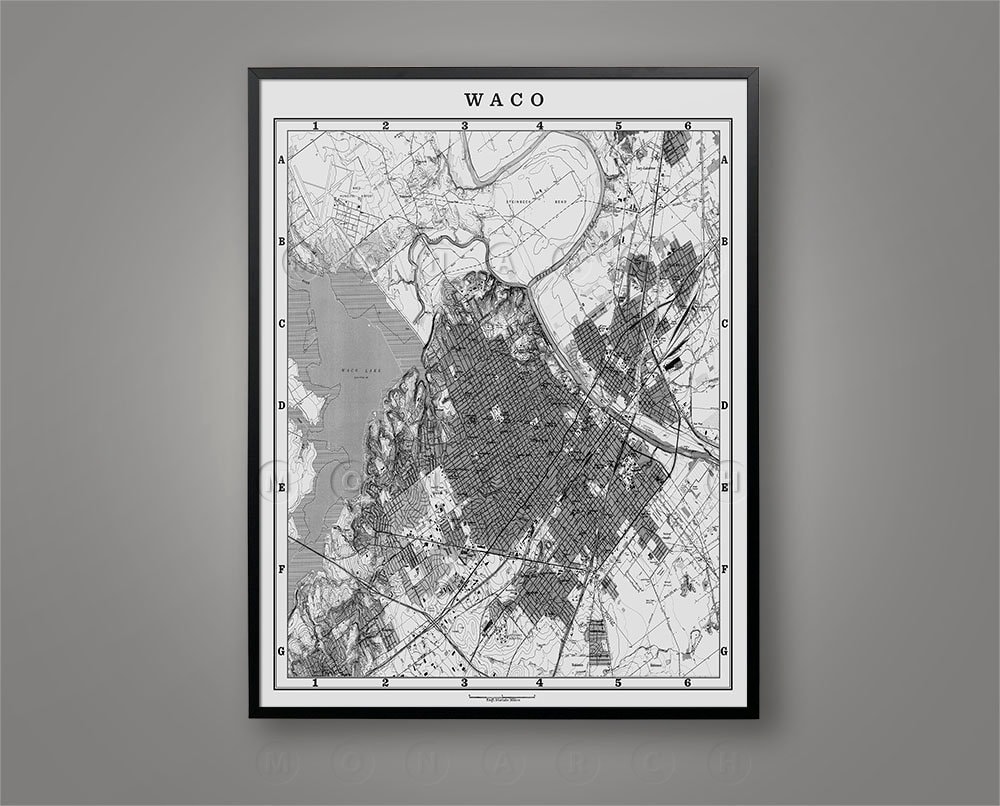 Waco Texas Street Map of Waco Vintage Artwork Style | Etsy