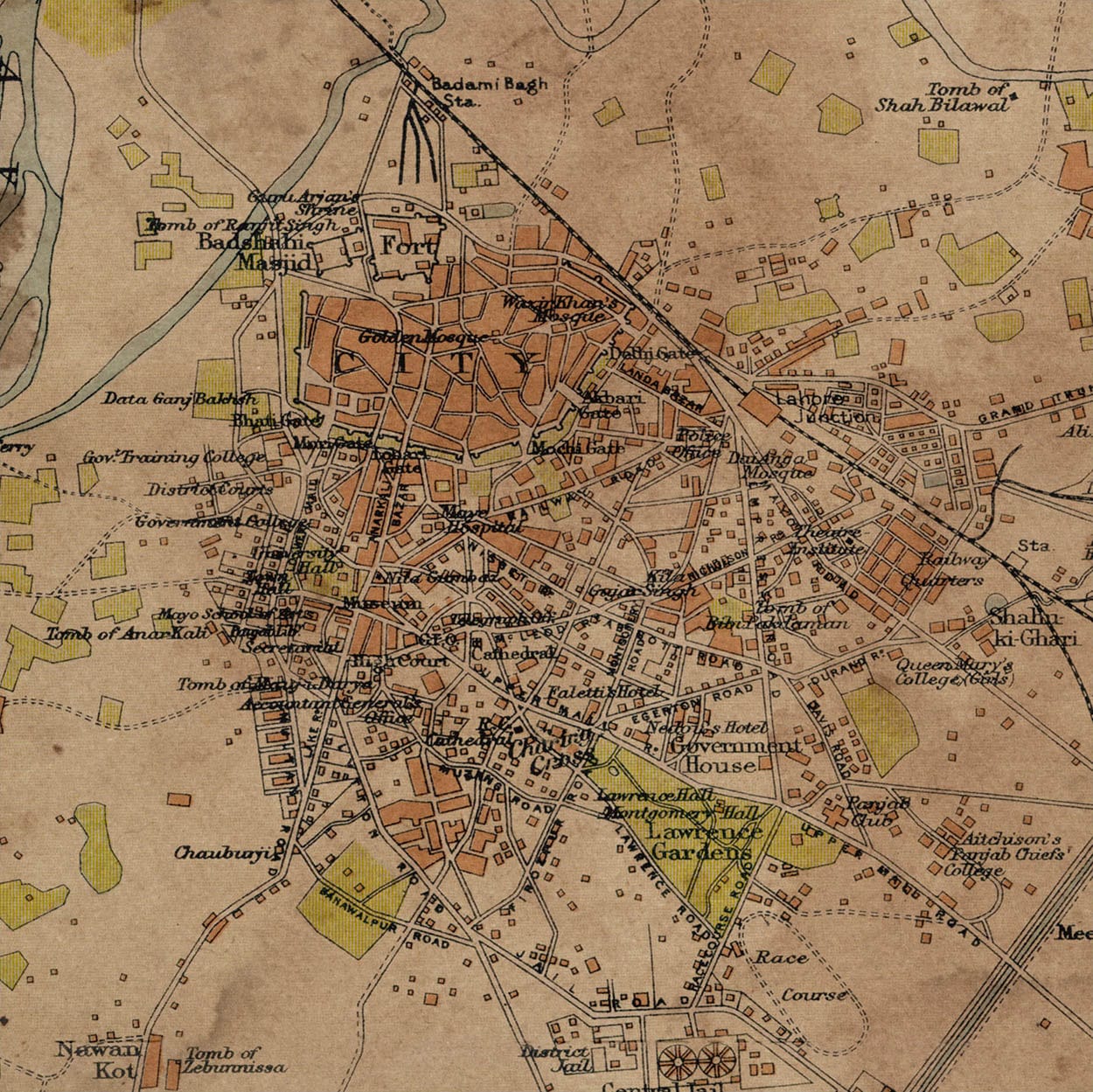 Vintage Lahore Map Print: Circa 1897 Punjab Province - Etsy