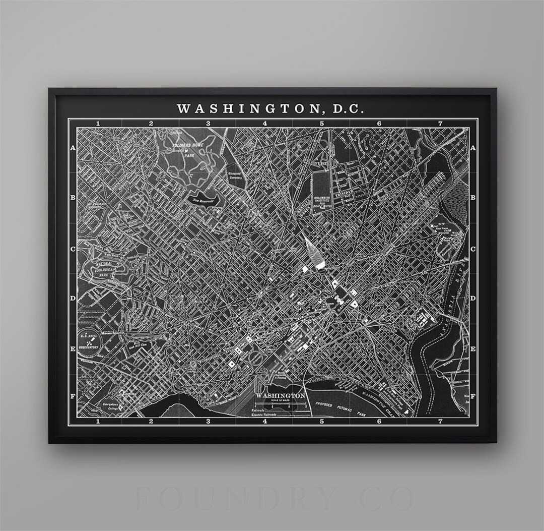Washington DC City Map - Vintage USA Capital - Street Map of District ...