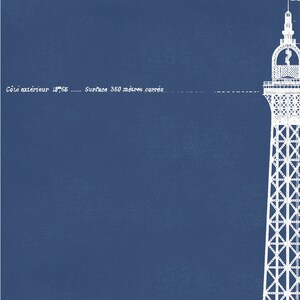Eiffel Tower Blueprint, Vintage Eiffel Tower - Blue Print Art Print ...