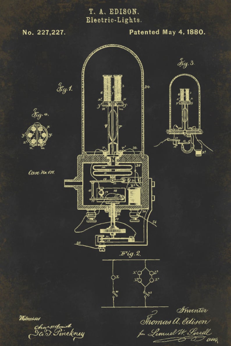 Patent Print : Vintage Edison Light Bulb Patent Old Patent - Etsy