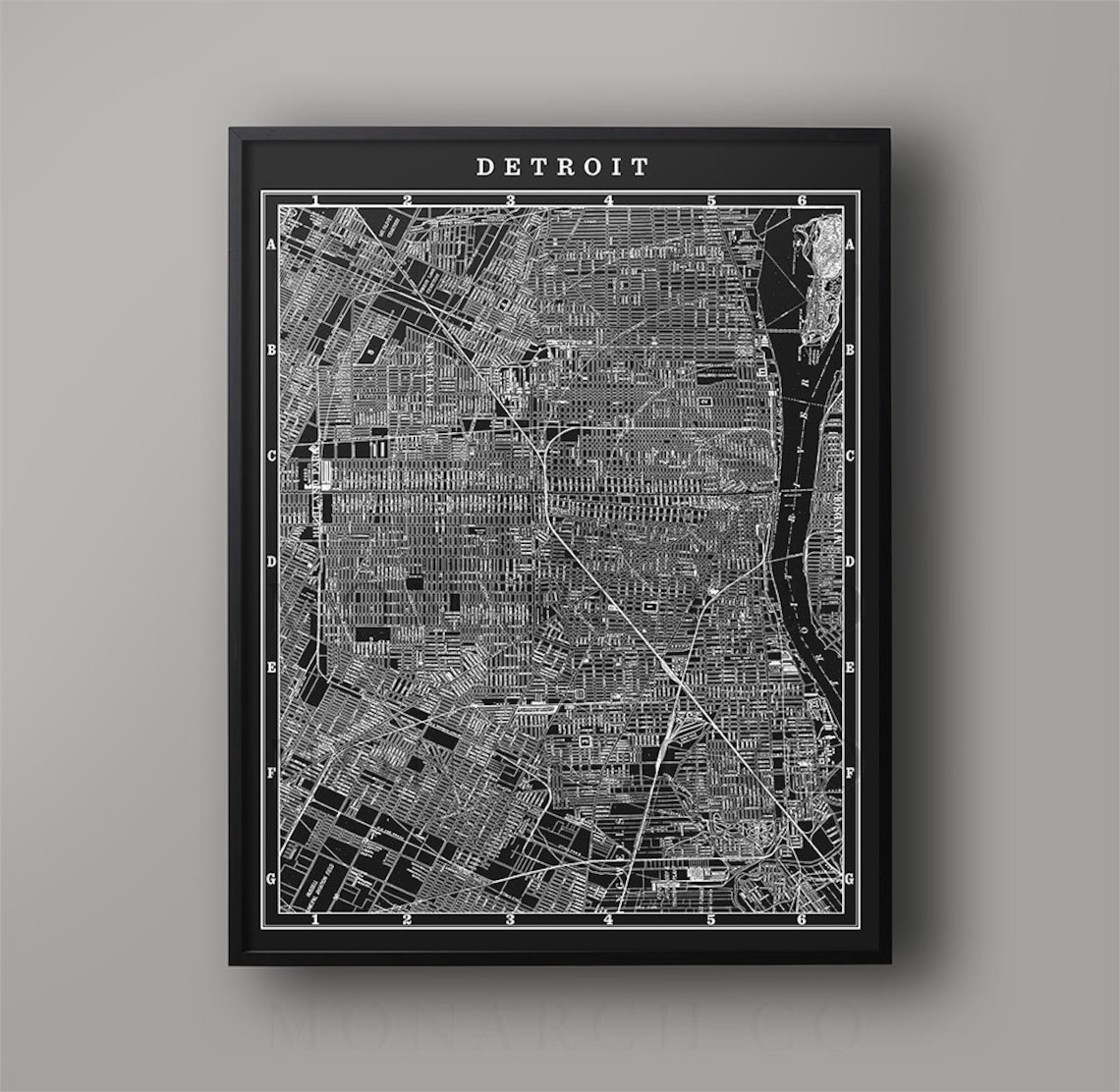 DETROIT City Map Vintage Detroit Michigan Street Map Print - Etsy