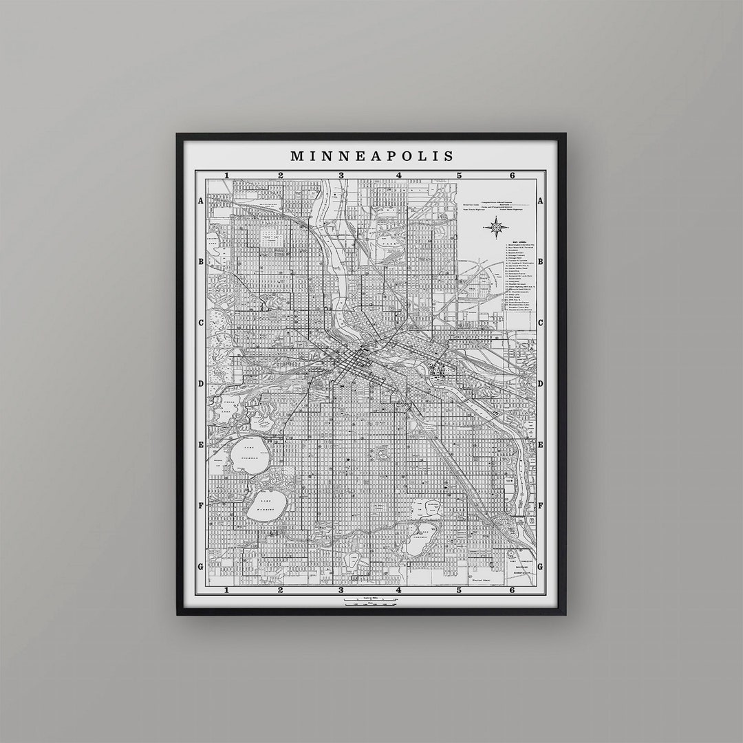 Vintage Minneapolis Map Print: Circa 1940s Street Guide - Etsy
