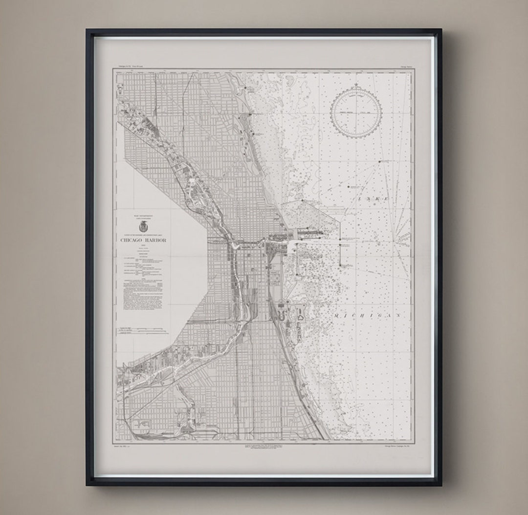 Chicago Harbor Nautical Chart: 20th Century Survey Map Art Print - Etsy