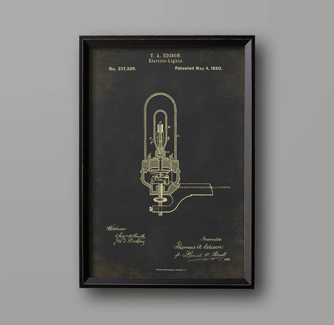 Edison Light Bulb Patent Print: Vintage Blueprint Art - Etsy