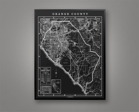 Orange County Map Vintage Orange County Art Print OC Poster | Etsy