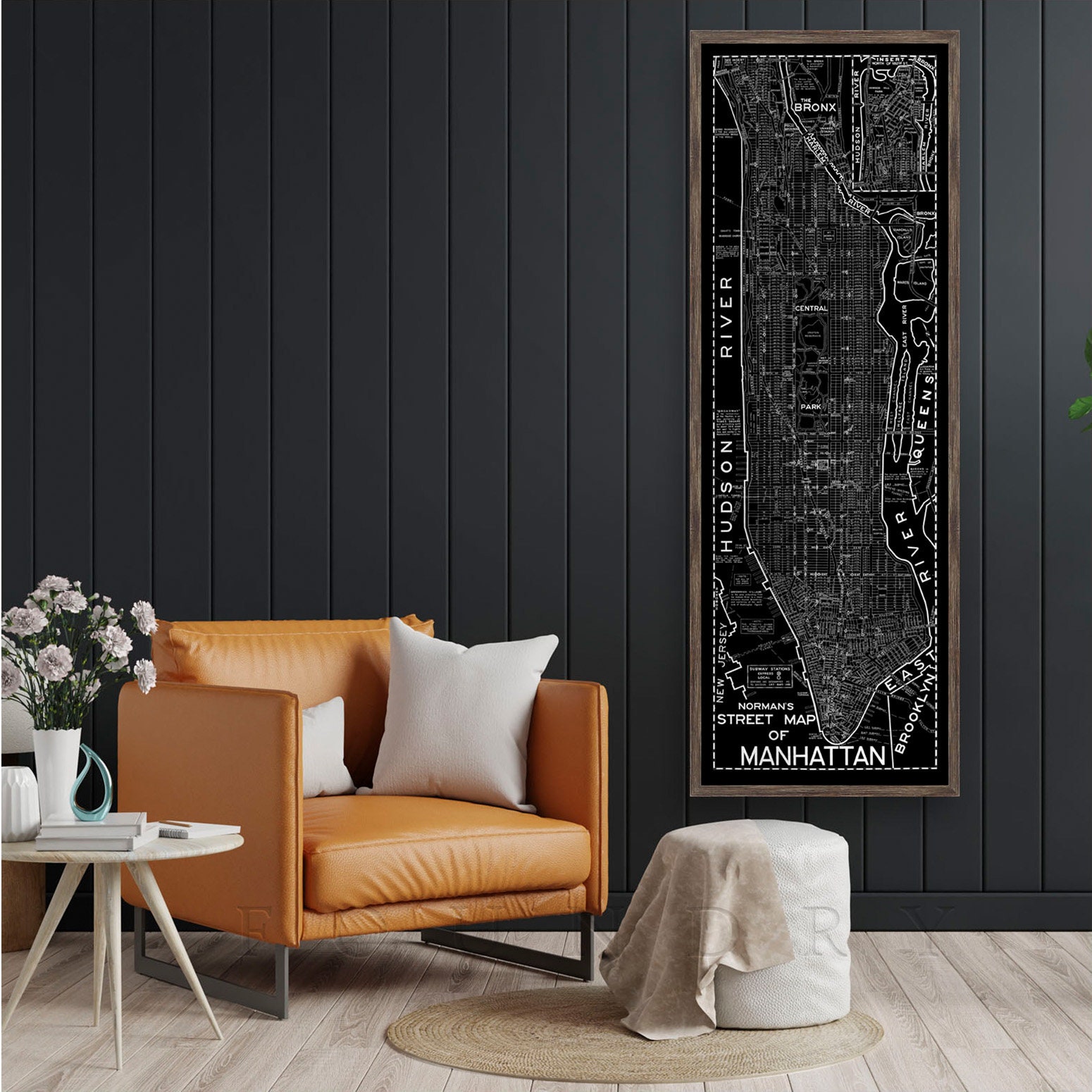 Manhattan Street Map Print Vintage NYC Detailed Map Of New | Etsy