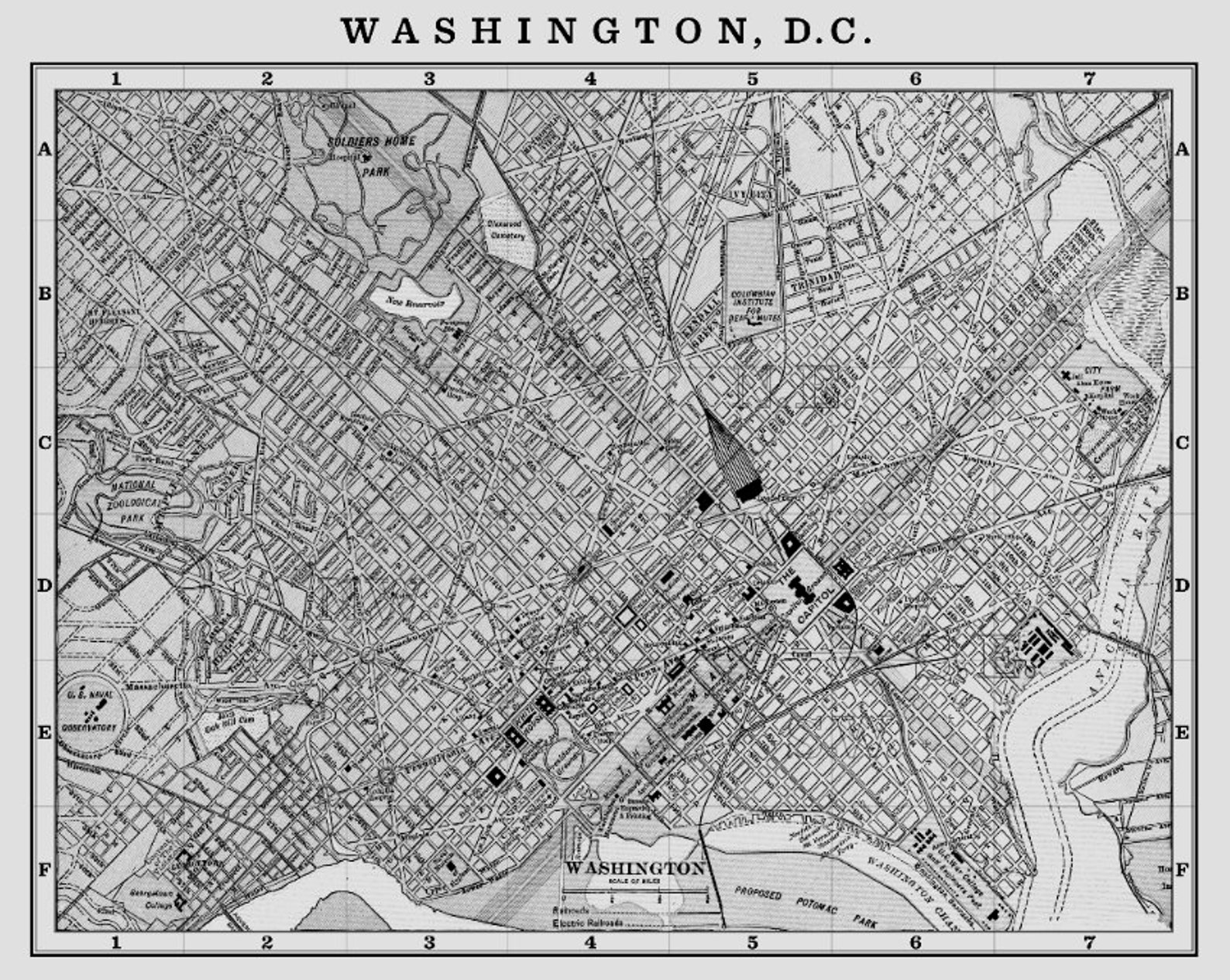WASHINGTON DC Street Map Vintage DC United States Large - Etsy