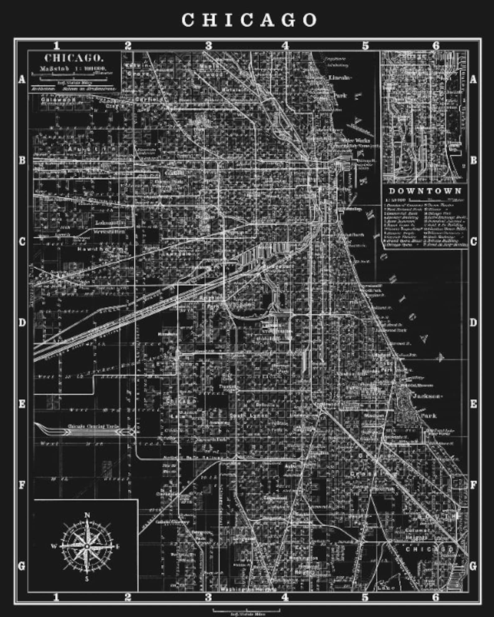 Chicago Illinois Vintage 1900s Chicago City Map Circa 1900s | Etsy