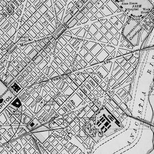 WASHINGTON DC Street Map - Vintage DC United States - Large Map Print ...