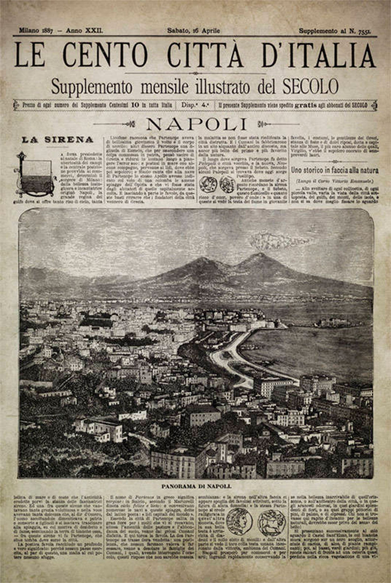 Vintage Italian Newspaper Napoli Vintage Cover Circa 1887 - Etsy España