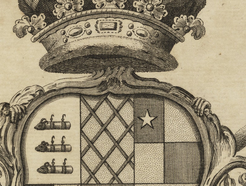 18TH C. ENGLISH ARMORIAL Engraving 2 Baronagium - Etsy