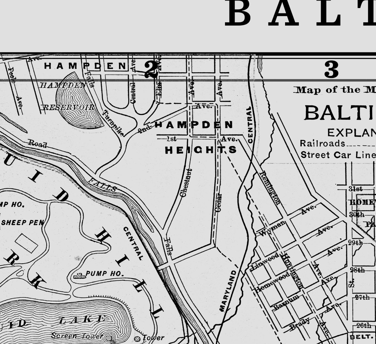 BALTIMORE Street Map Vintage BALTIMORE Art Big Map Print | Etsy
