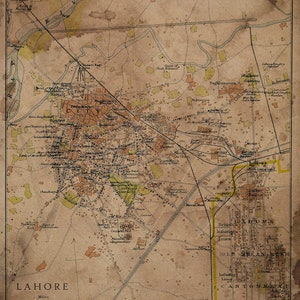 Vintage Lahore Map Print: Circa 1897 Punjab Province - Etsy