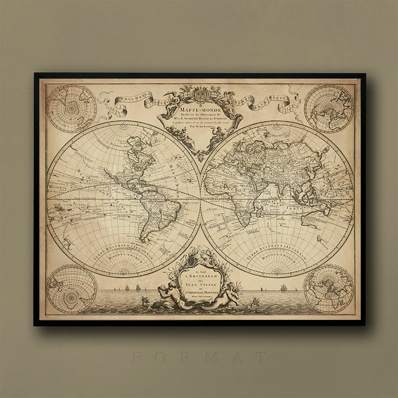 1720 World Map Print: Guillaume De L'isle, Sepia Tone Archival Paper - Etsy