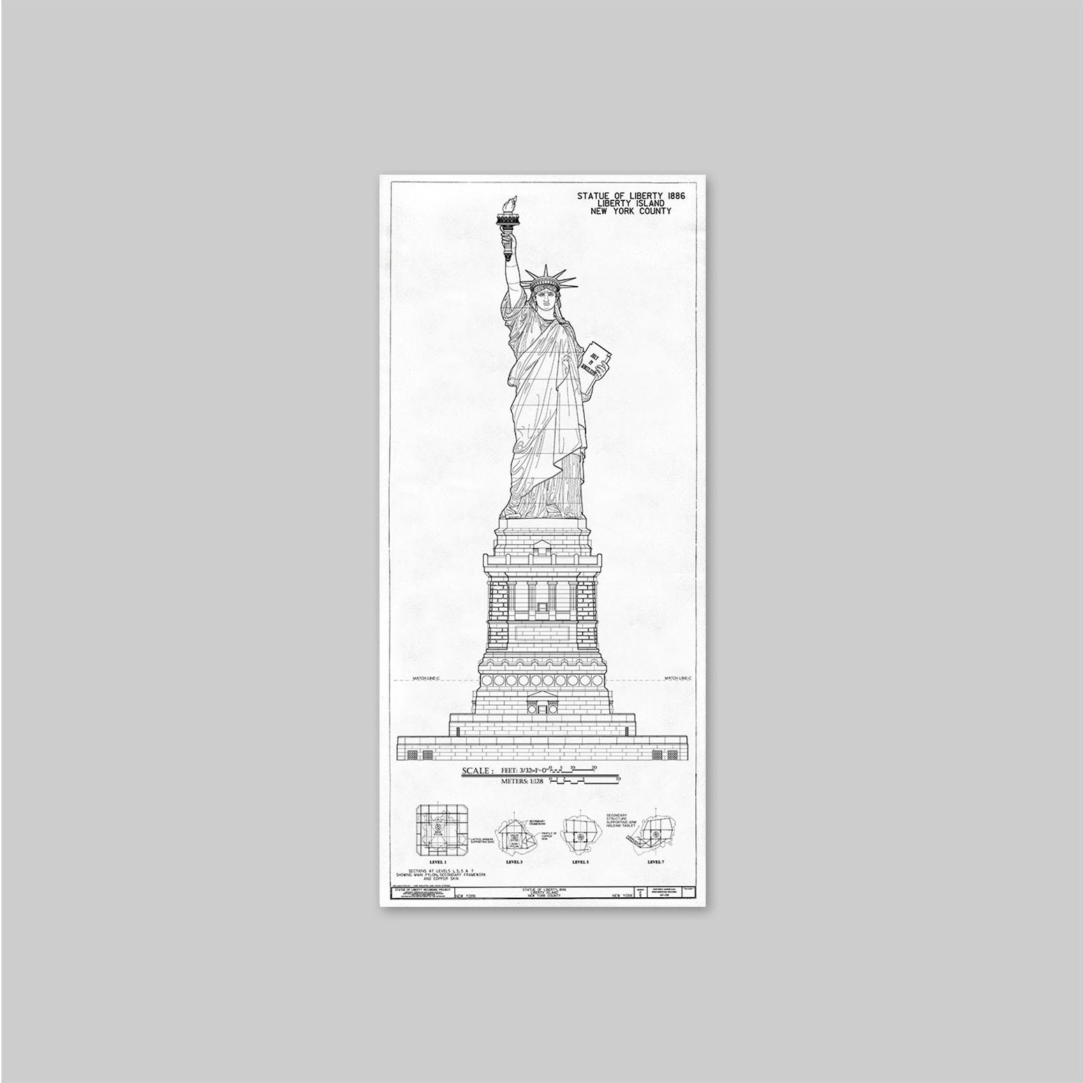 Statue of Liberty Blueprint Wall Art Vintage NYC Lady - Etsy