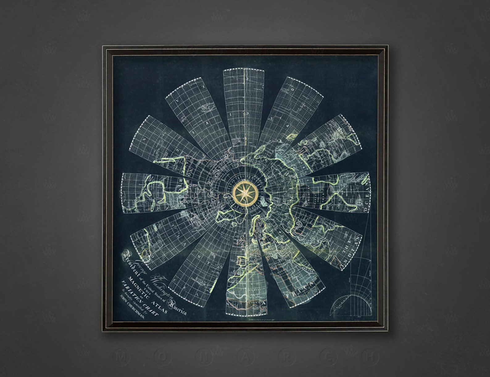 Magnetic Variation Chart: Vintage World Map Atlas Art Print - Etsy