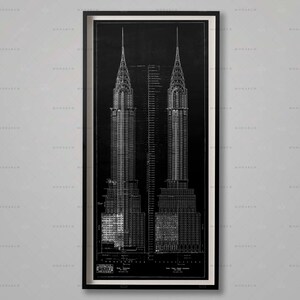 Chrysler Building Blueprints: Vintage Architecture Art Print - Etsy