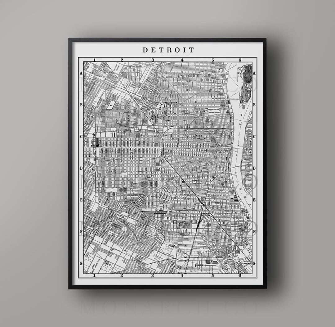 Large City Map Detroit Michigan