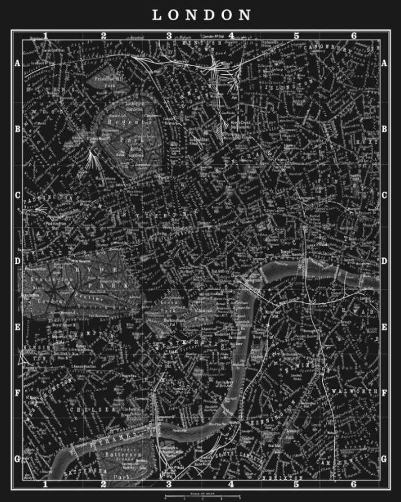 London Map 1900s Lithograph Map Vintage London Giclee London | Etsy