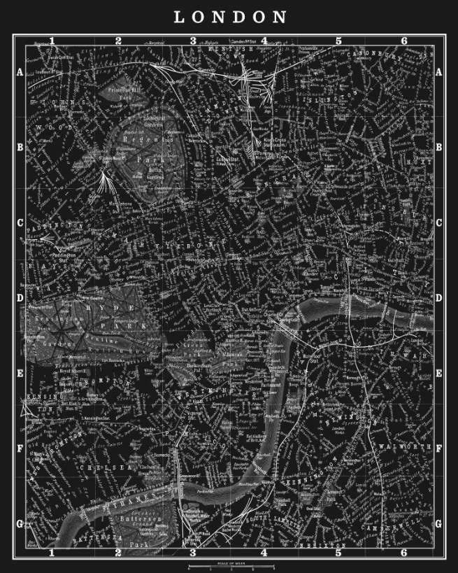 London Map 1900s Lithograph Map Vintage London Giclee London | Etsy