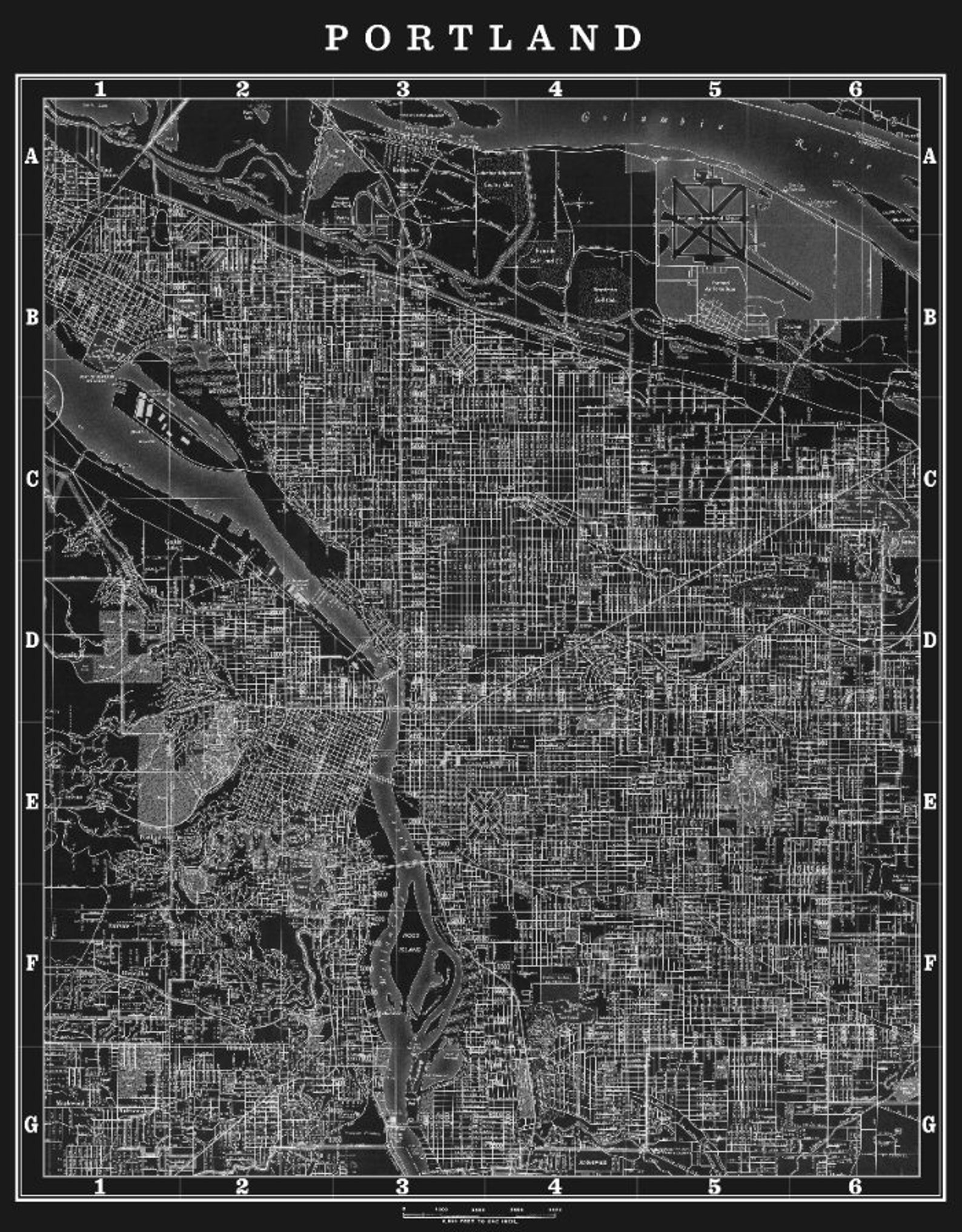 Vintage Portland Oregon Map Art Print: Black & White City Map - Etsy