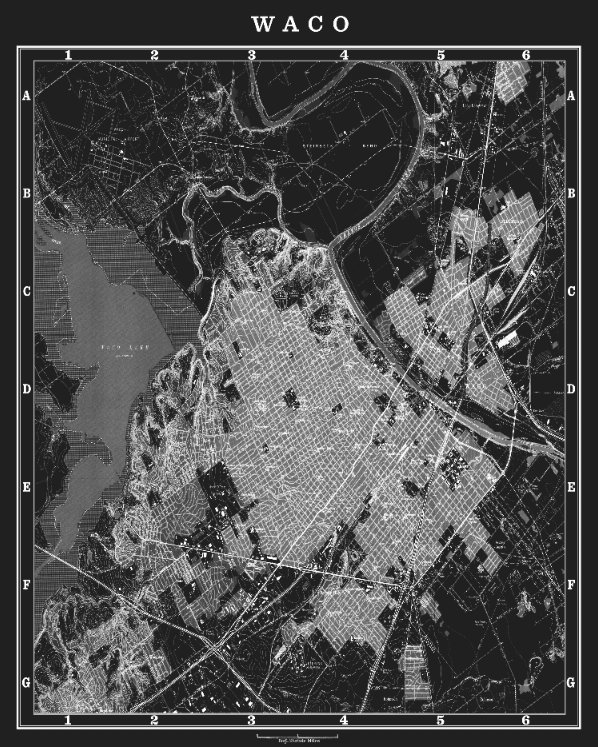 Waco Texas Street Map of Waco Vintage Artwork Style - Etsy
