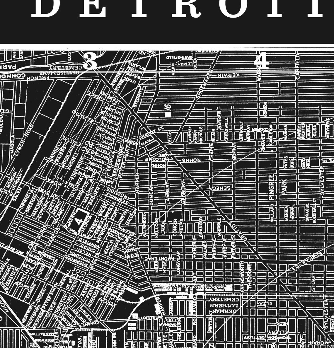 DETROIT City Map Vintage Detroit Michigan Street Map Print - Etsy