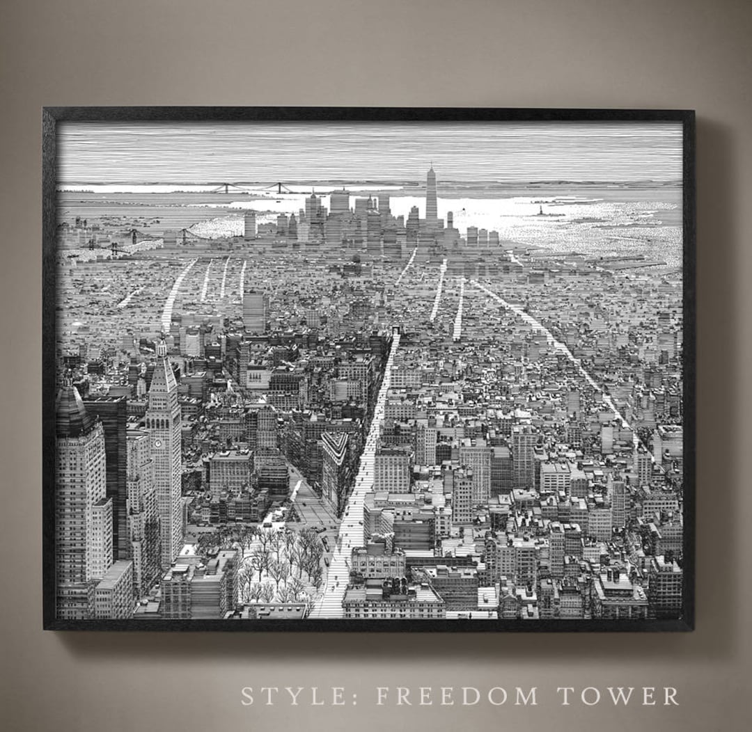 Lower Manhattan Map Print: Pen and Ink Line Art by Zoey Riley - Etsy