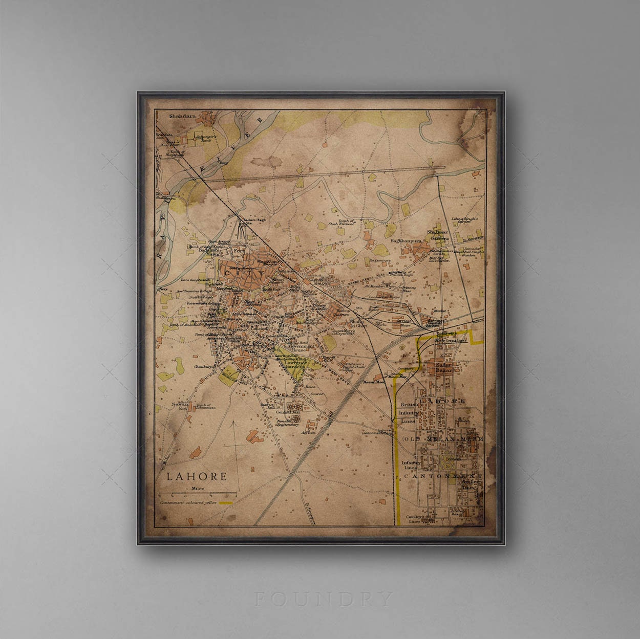 Lahore Map Pakistan Map Vintage Lahore India Map Circa | Etsy